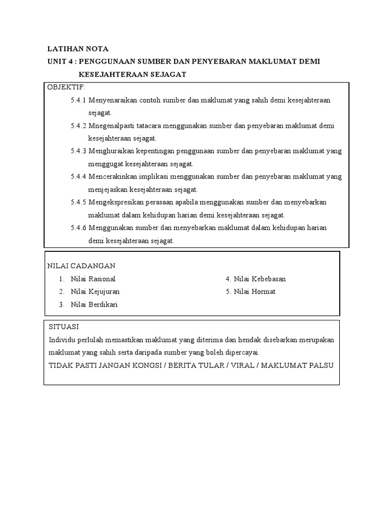 Latihan Nota Unit 4 | PDF