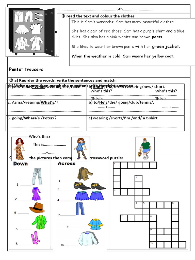 Clothing Vocabulary and Activities Worksheet | PDF | Trousers ...