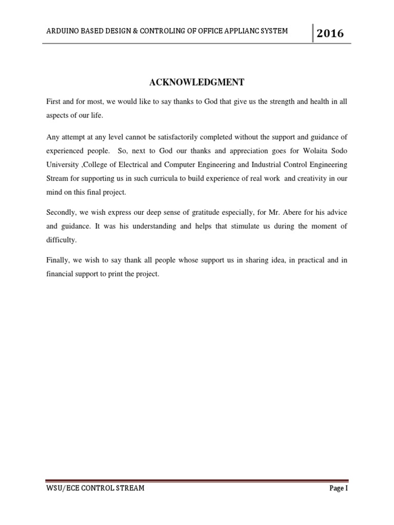 Acknowledgment: Arduino Based Design & Controling of Office Applianc ...