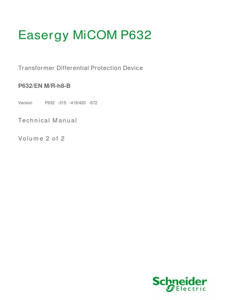 Easergy Micom P632: Transformer Differential Protection Device | PDF ...