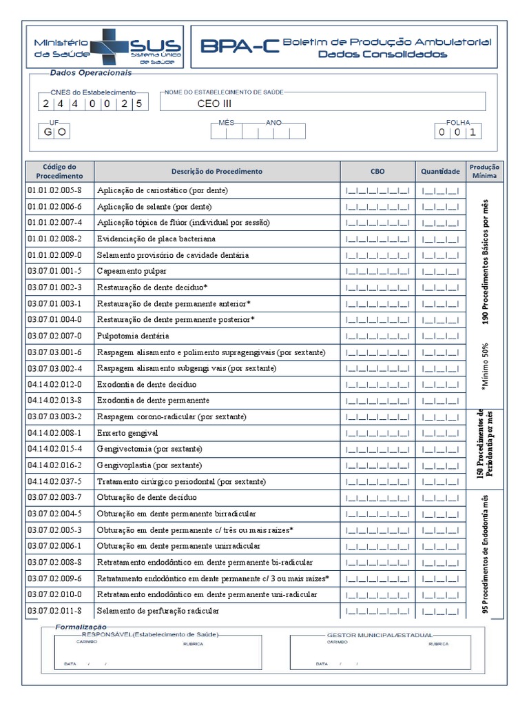 BPA de Procedimentos - CEO III | Download Free PDF | Sistema de saúde ...