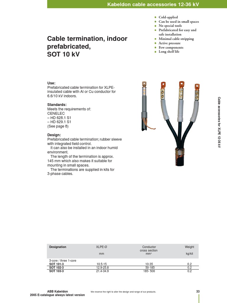 Cable Termination ABB SOT 10kV | PDF | Manufactured Goods | Machines