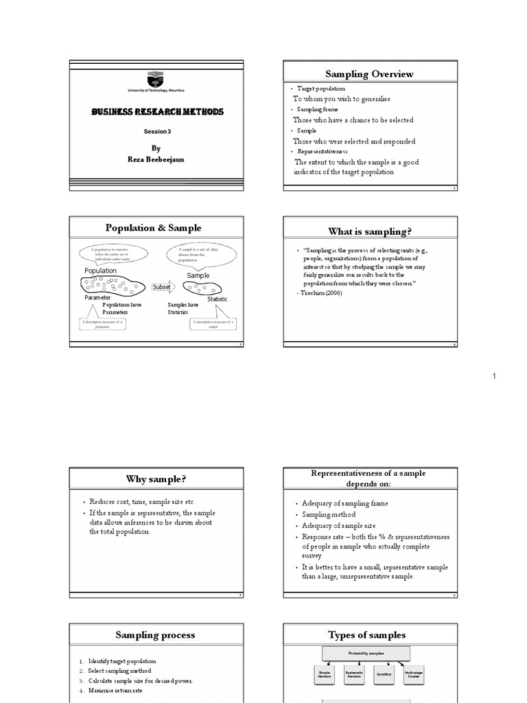 Business Research Methods Session 3 Sampling Techniques Pdf