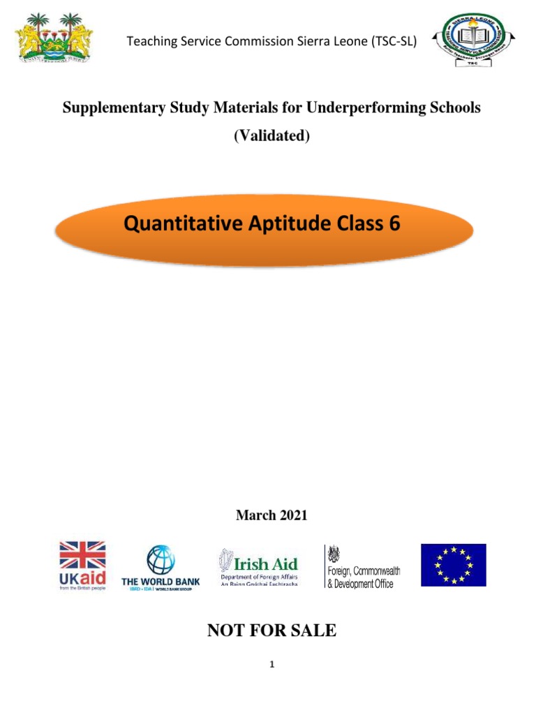 Quantitative Aptitude For NPSE | PDF | Teachers | Multiplication