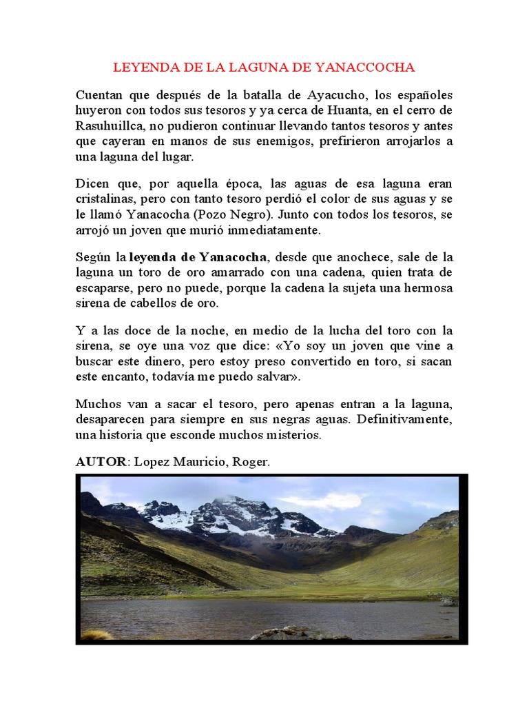 Leyenda de la Laguna de Yanacocha | PDF | Historia