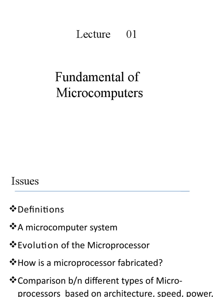 Lecture01 - Fundamentals of Microcomputers | PDF | Central Processing Unit | Microprocessor