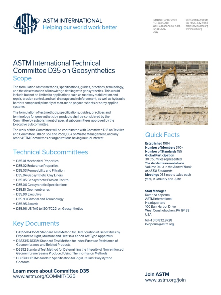 ASTM International Technical Committee D35 On Geosynthetics: Scope ...
