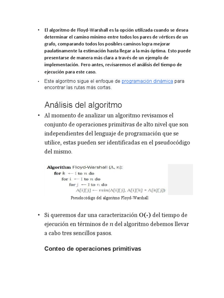 El Algoritmo de Floyd-Examen Final | PDF | Algoritmos | Lógica matemática