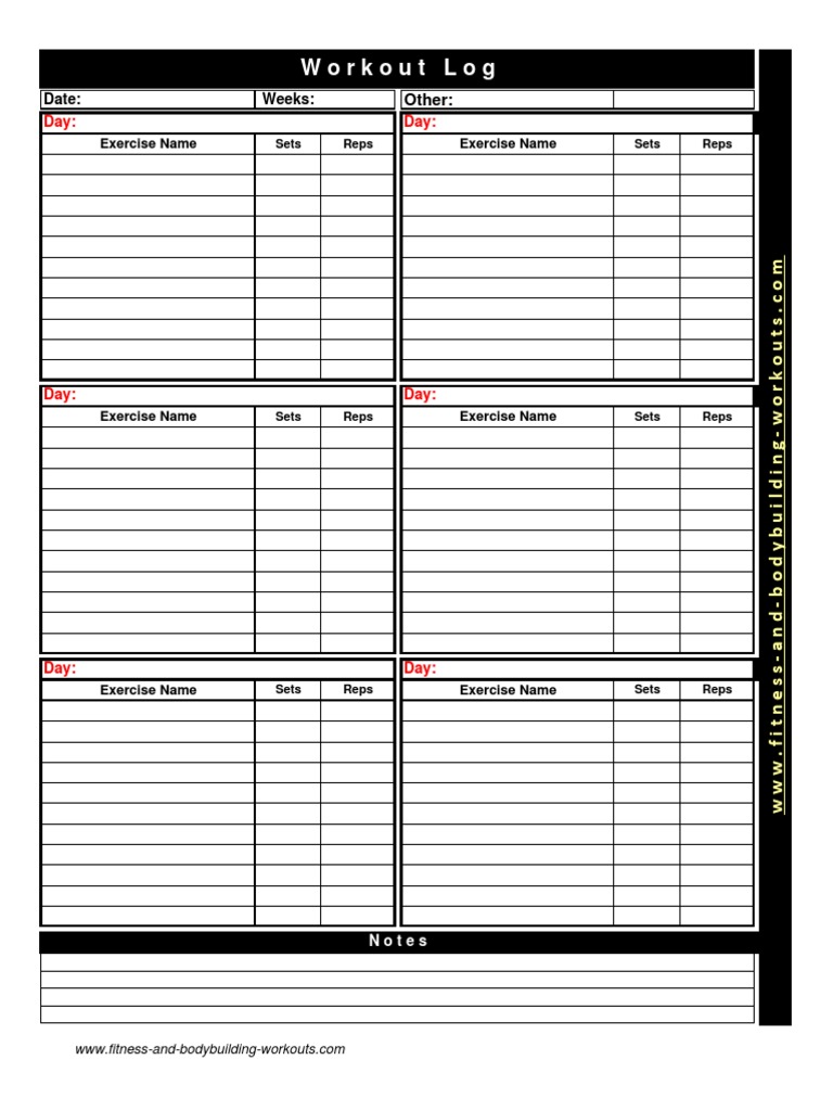 Blank Workout Chart Template | PDF