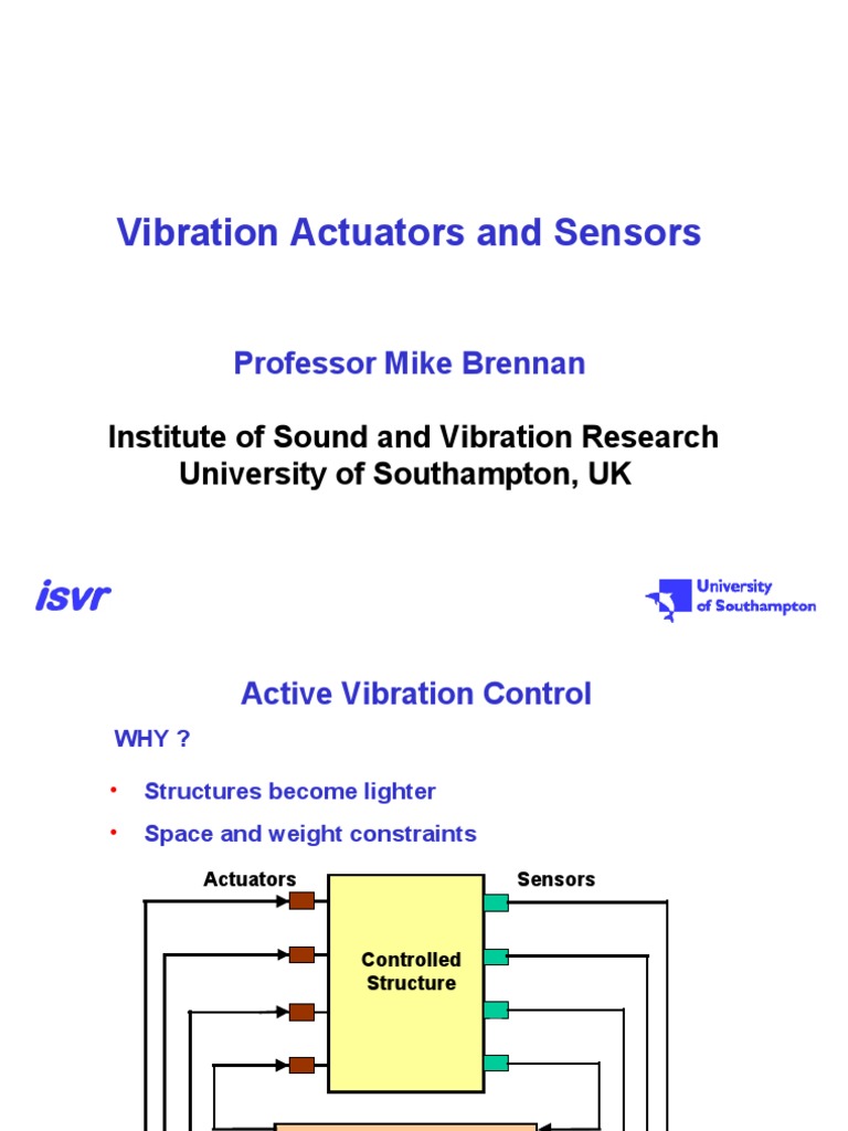 Vibration Actuators and Sensors: Professor Mike Brennan | PDF ...