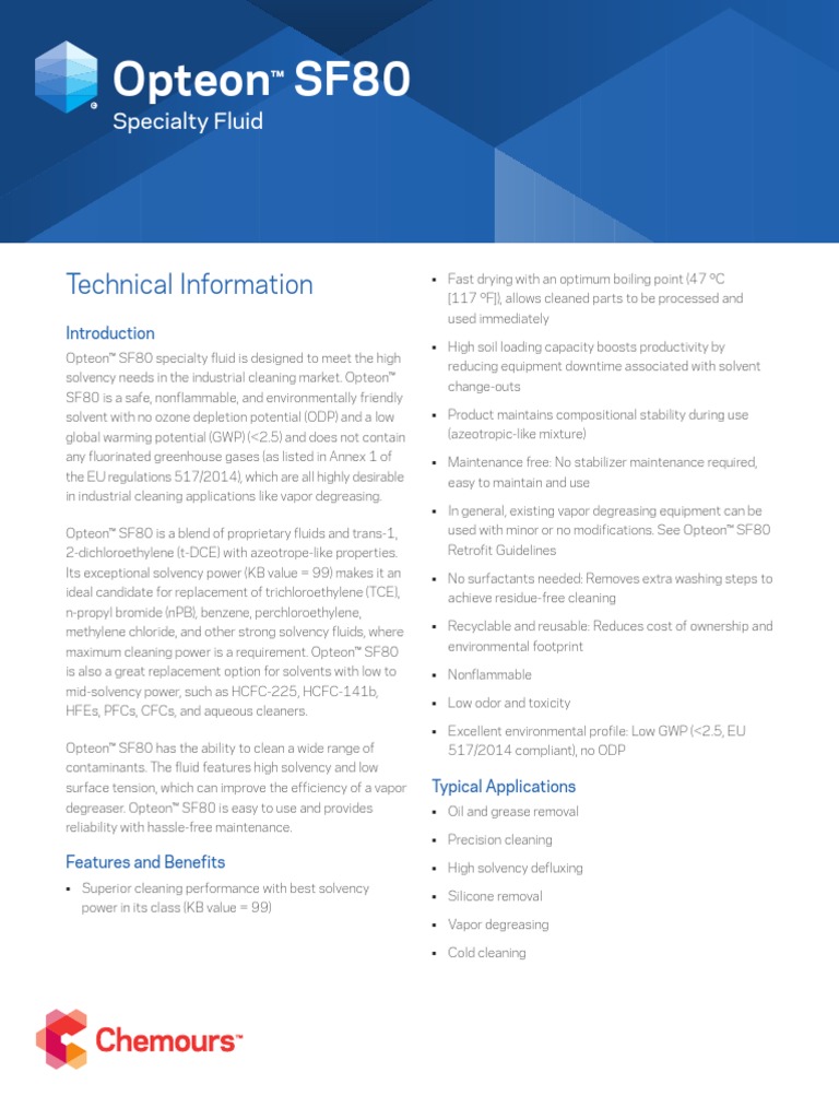 Opteon SF80: Technical Information | PDF | Plastic | Poly(Methyl ...