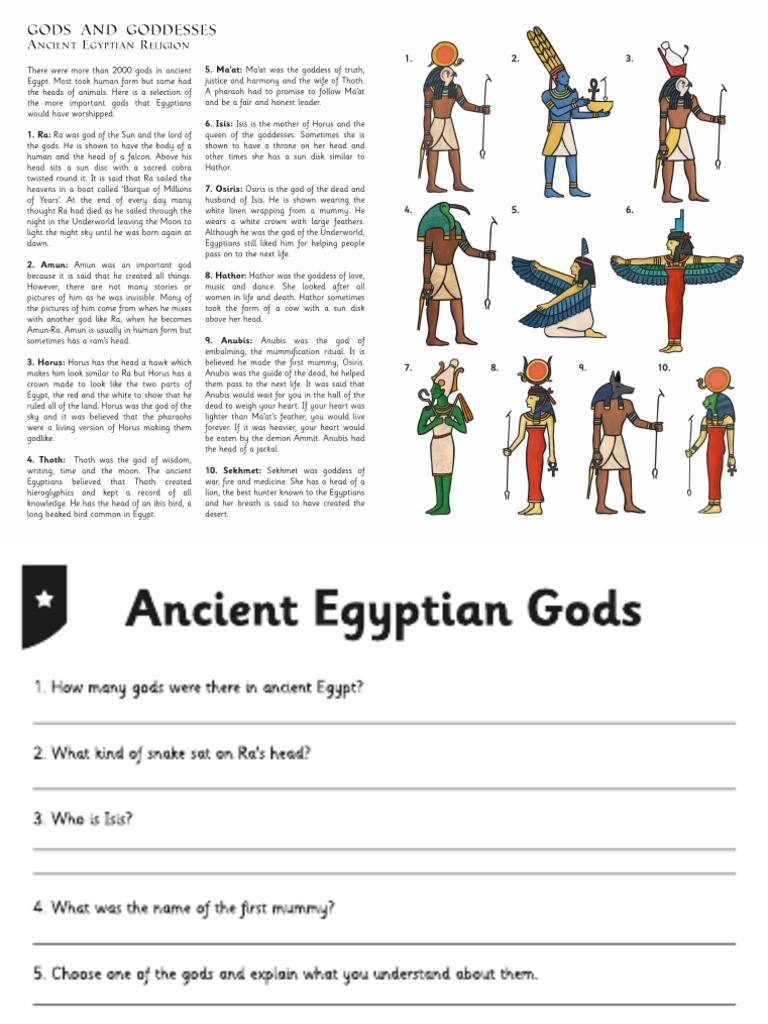 T2 H 5223 Ancient Egyptian Gods Differentiated Comprehension Activity | PDF