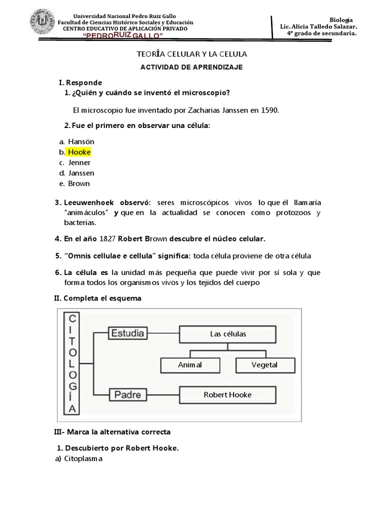 Teoria Celular La Celula 4 Sec II Periodo Biol | PDF | Biología Celular ...