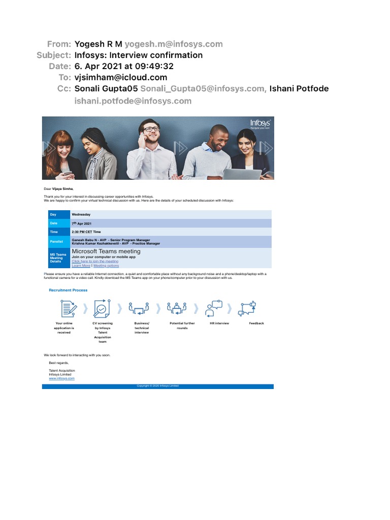 Infosys Interview Confirmation | PDF