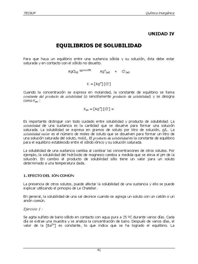 4 Equilibrios de Solubilidad | PDF | Solubilidad | Equilibrio químico