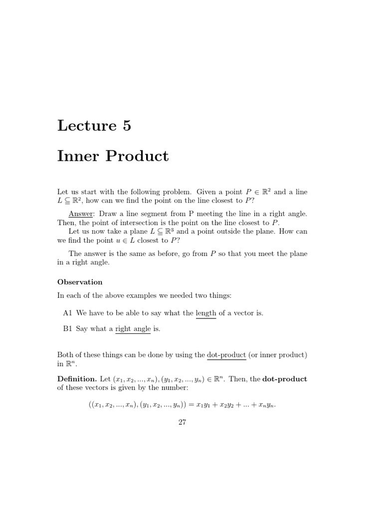 Lecture 5 | PDF | Linear Algebra | Geometry