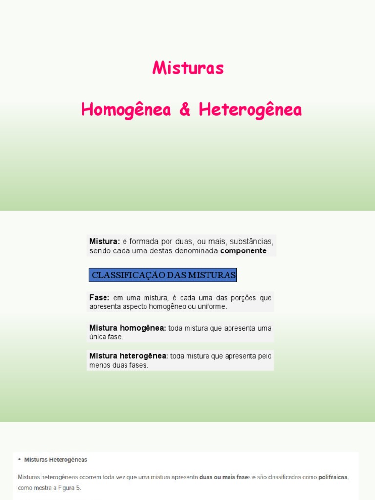 11 Aula 08 - Misturas Homogêneas e Heterogêneas | PDF