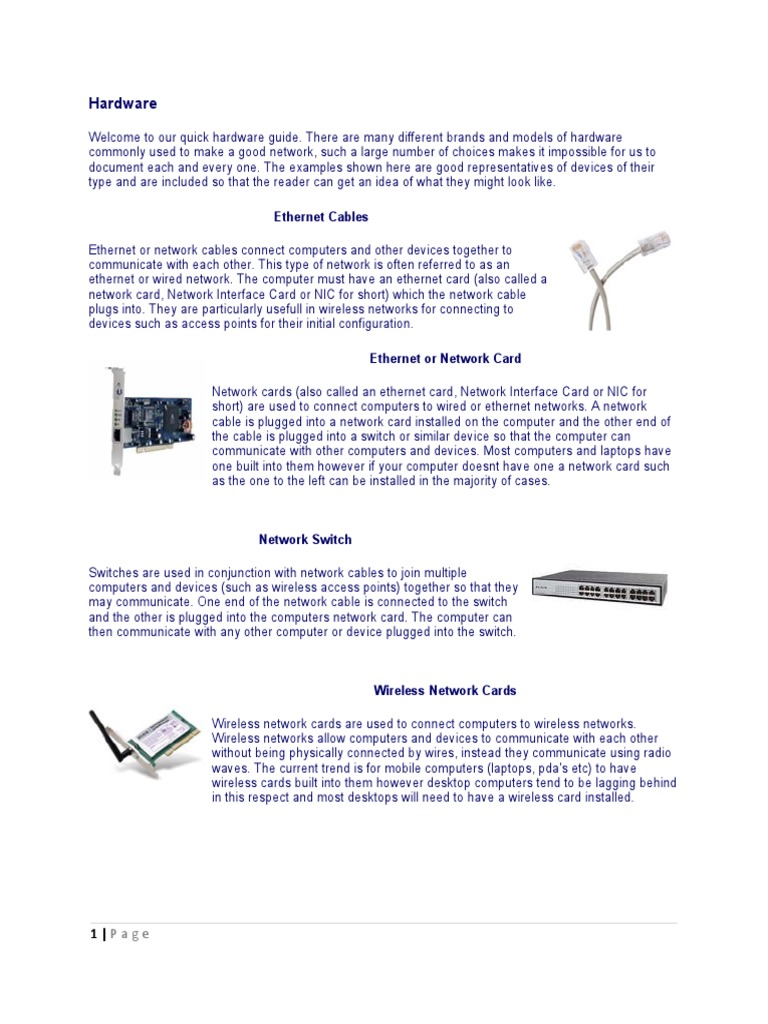 Hardware: Ethernet Cables | PDF | Network Interface Controller ...