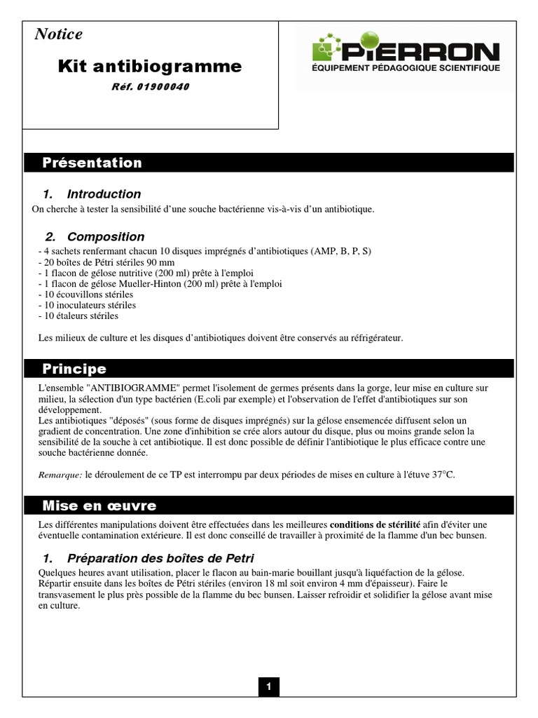 Réalisation d'un antibiogramme E. coli | PDF | Escherichia coli ...
