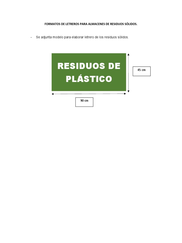 Formatos de Letreros para Almacenes de Residuos Sólidos | PDF
