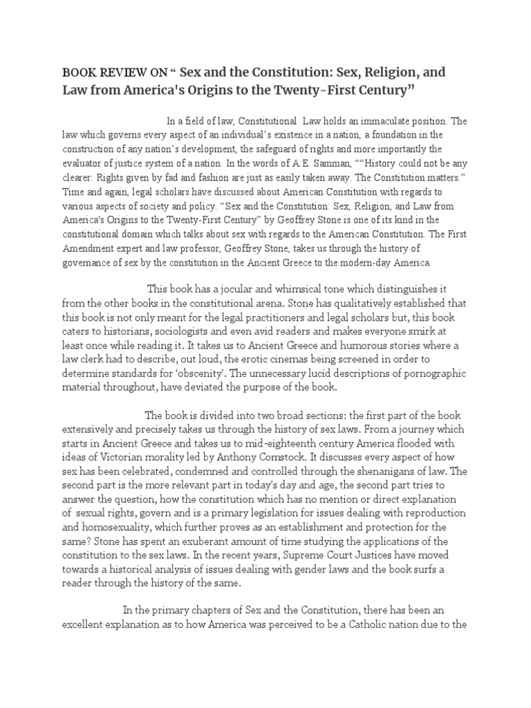 Sex And The Constitution Pdf Griswold V Connecticut Justice