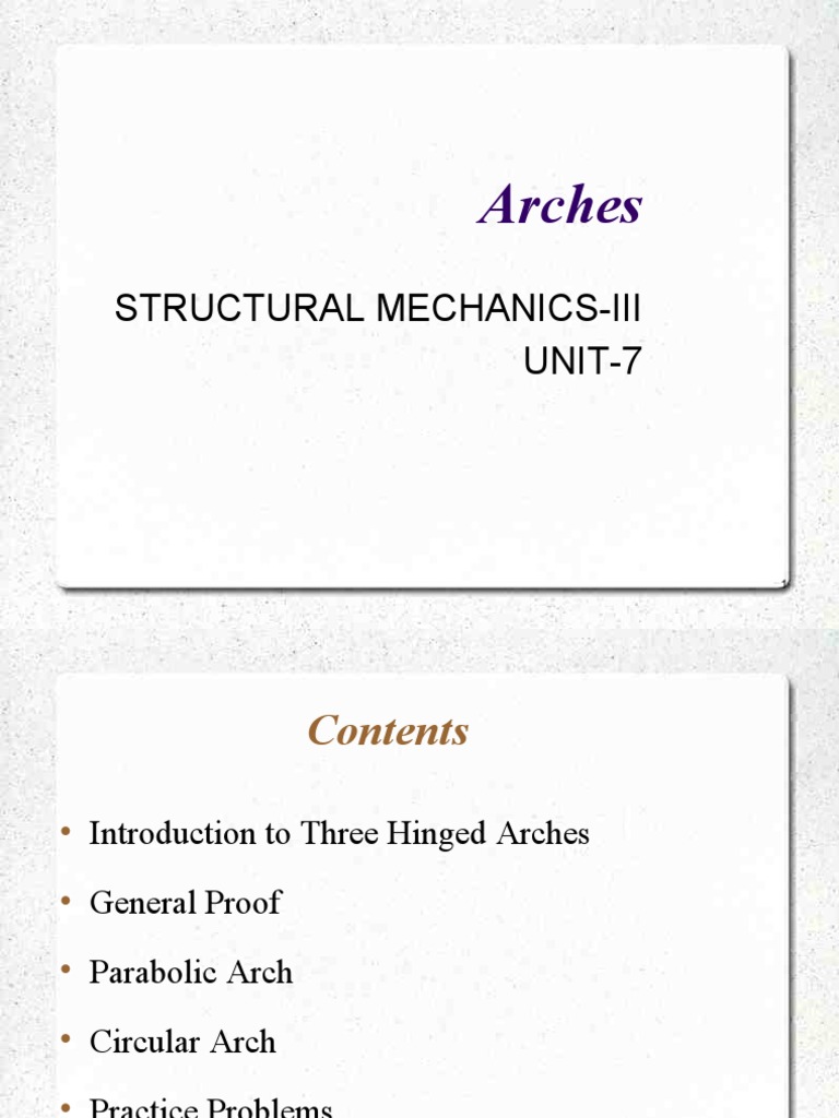 Structural Mechanics: Three Hinged Arches | PDF | Beam (Structure ...