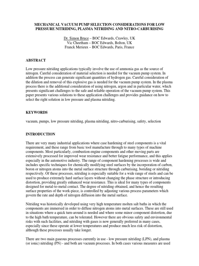 Mech Vac Pump Selection | PDF | Vacuum | Pump