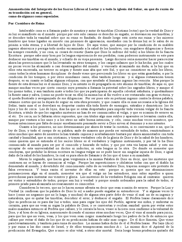 Amonestación Del Interprete de Los Sacros Libros Al Lector y A Toda La ...