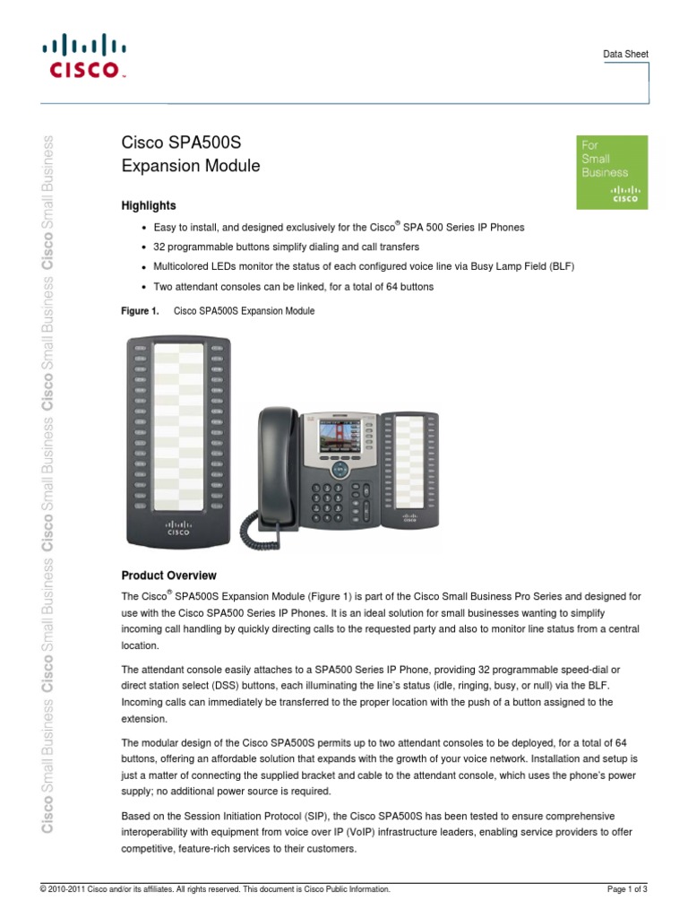 Cisco SPA500S Expansion Module: Highlights | PDF | Cisco Systems ...