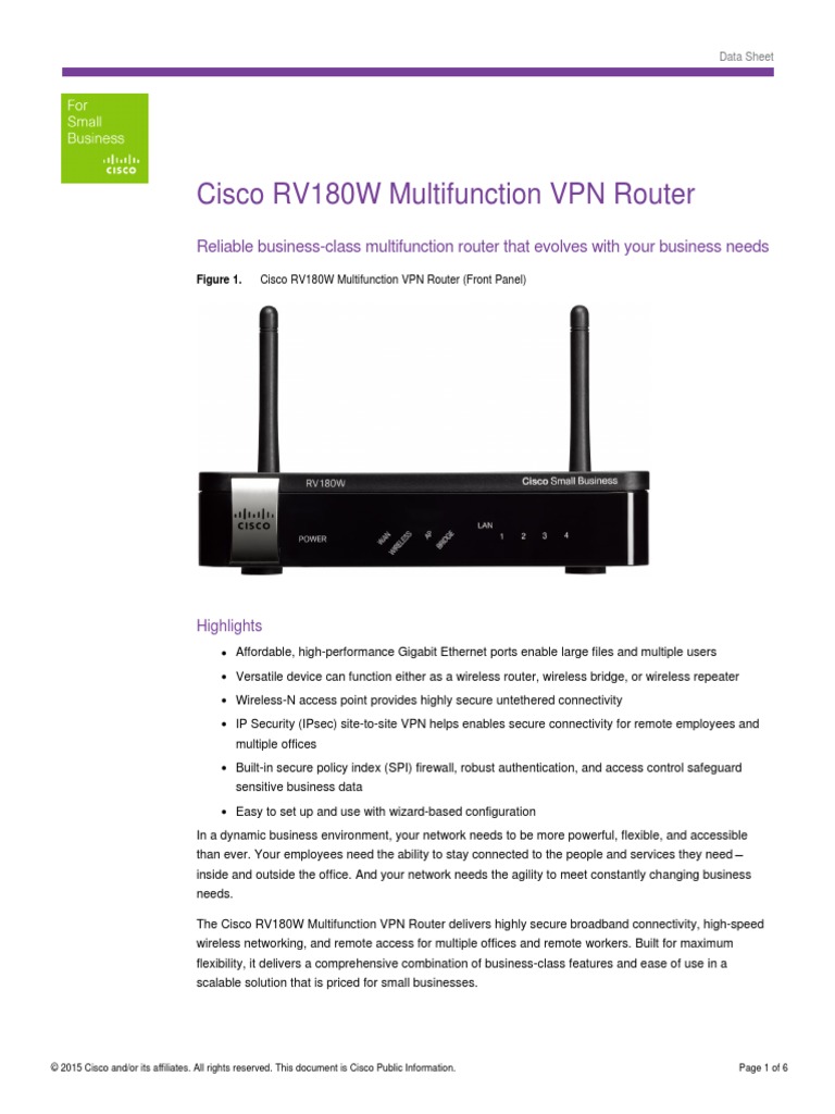 Cisco RV180W Multifunction VPN Router: Reliable Business-Class ...