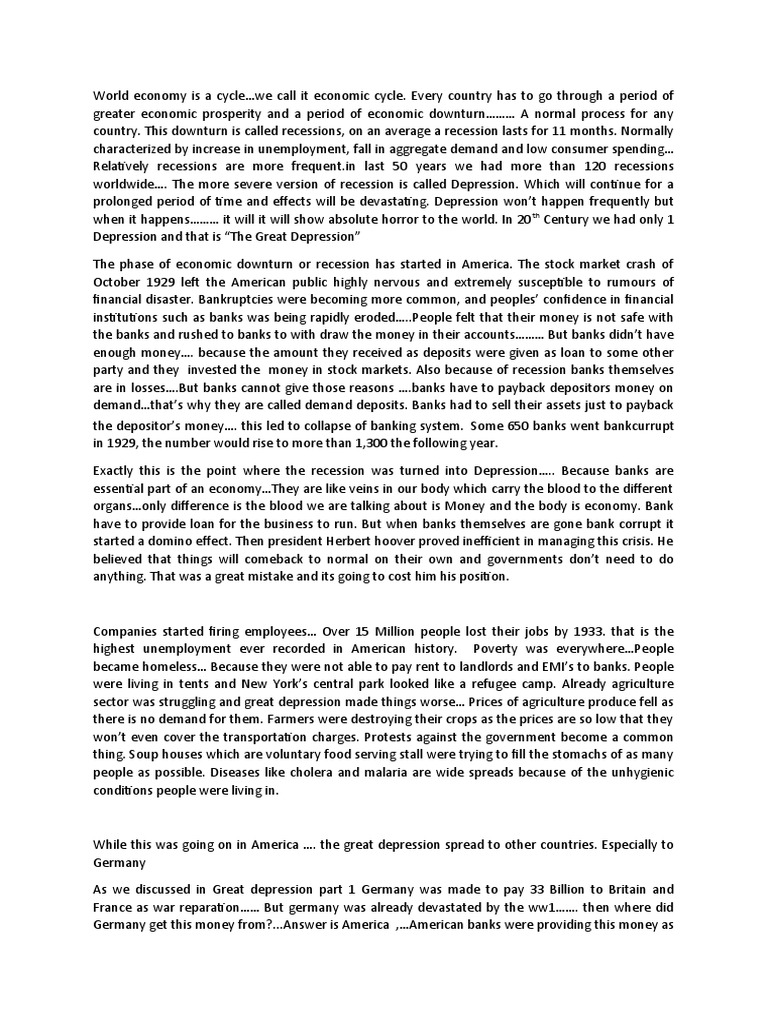 The Great Depression Part 2 | PDF | Recession | Great Depression