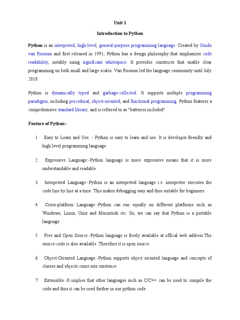 IPP Unit 1 Note | PDF | String (Computer Science) | Python (Programming ...