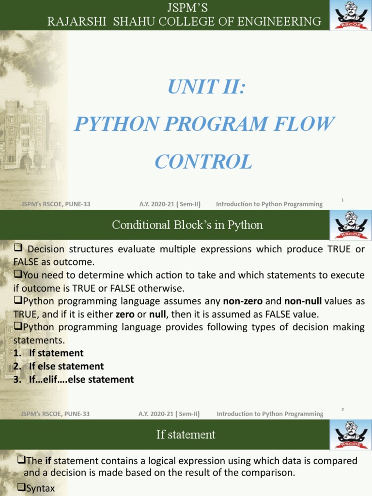 IPP - 20-21 - Unit 2 - PPT | PDF | Control Flow | Software Development