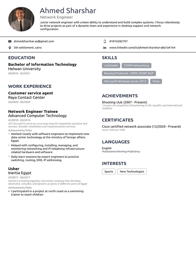 Ahmed Sharshar: Education Skills | PDF | Computer Network | Computer ...