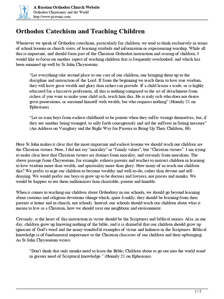 Orthodox Catechism Teaching Children | PDF | Bible | Eastern Orthodox ...