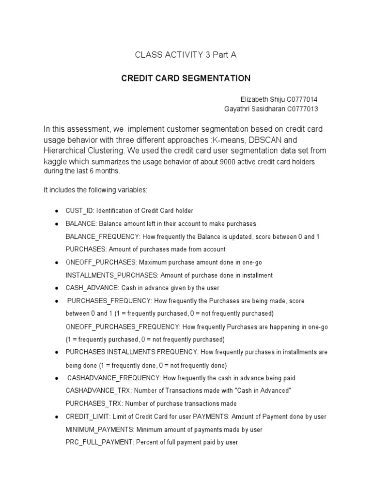 Credit Card Segmentation | PDF | Cluster Analysis | Credit Card