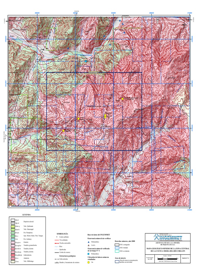 E009-Mapa Geológico Minero Zona Central Cuenca Media Río Chillón | PDF