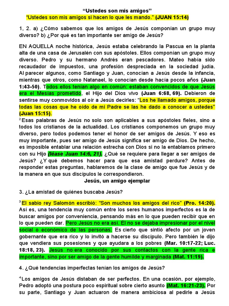 Mensaje Ustedes Son Mis Amigos | PDF | Jesús | Juan el apóstol