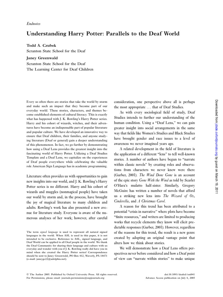 Deaf Perspectives on Harry Potter | PDF | Hearing Loss | Harry Potter