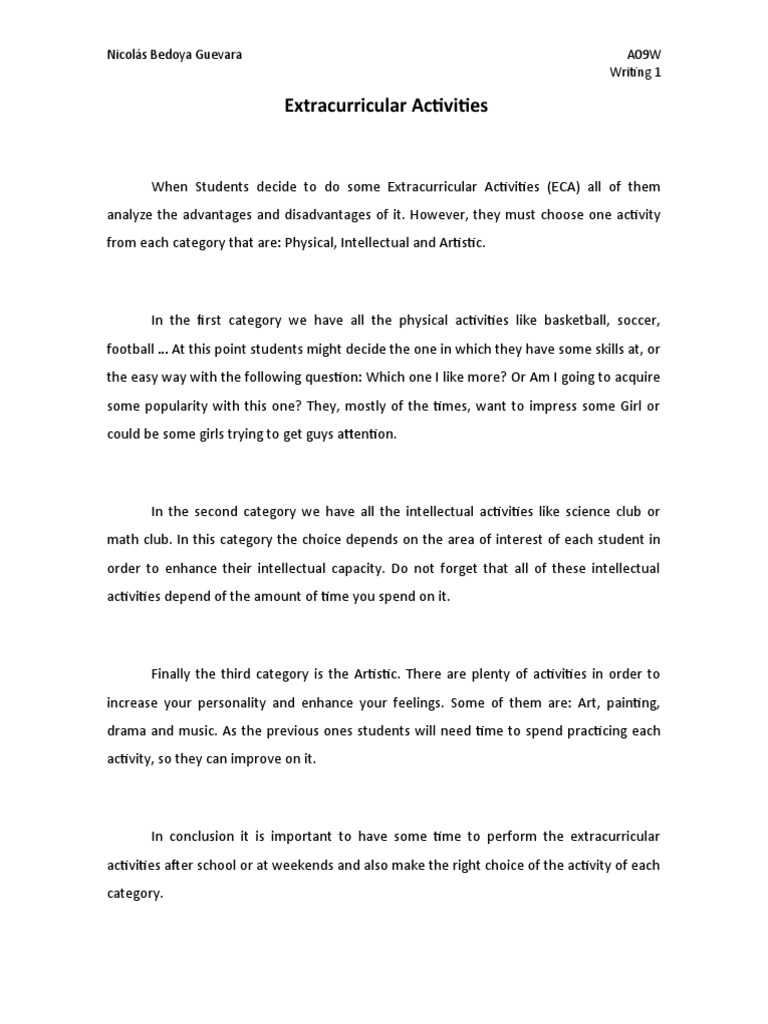 Extracurricular Activities A09W Writing 01 | PDF