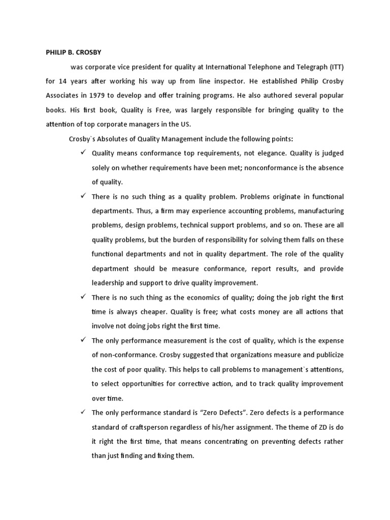 Philip B. Crosby: Quality Guru | PDF
