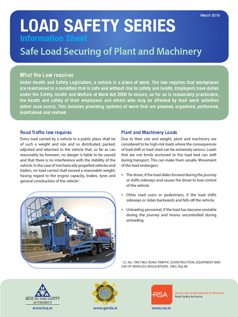 Safe Load Securing of Plant and Machinery | PDF | Trailer (Vehicle ...