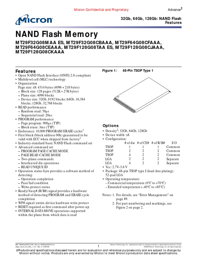 Nand Flash Datasheet | PDF | Flash Memory | Computer Engineering