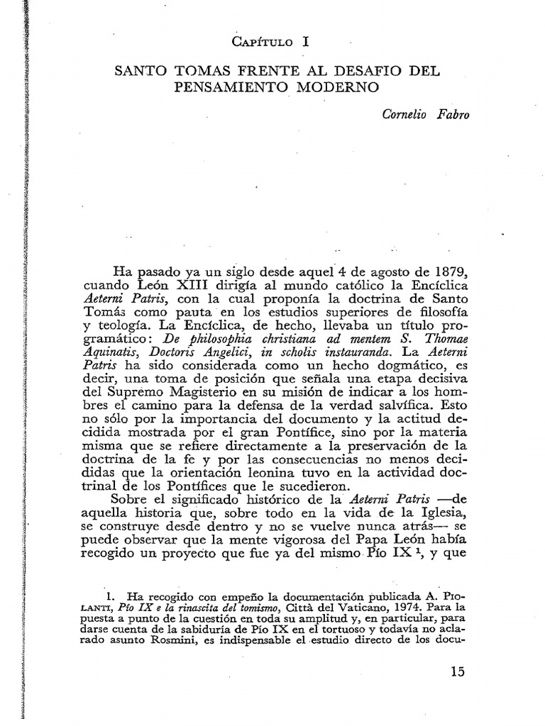 Fabro Santo Tomas Frente Al Desafio Del Pensamiento Moderno | PDF ...