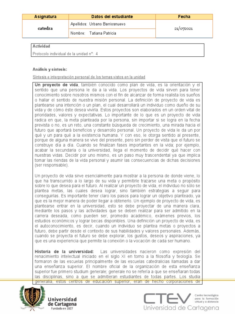 Protocolo Individual (Unidad 4) | PDF | Universidad
