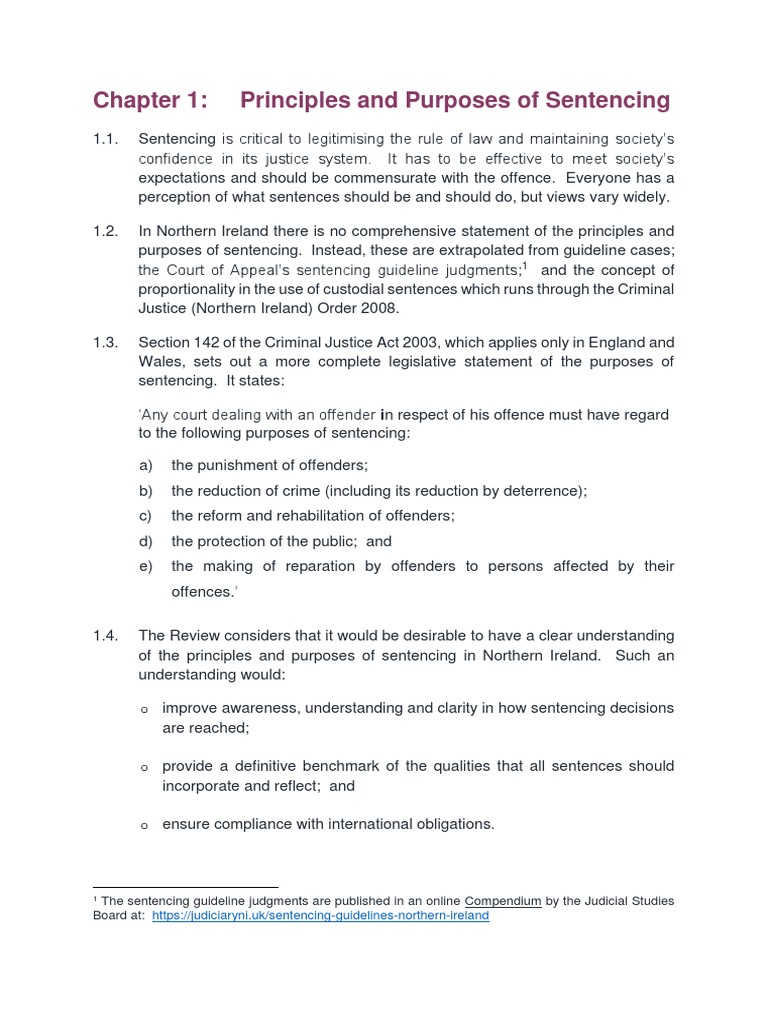 Chapter 1: Principles and Purposes of Sentencing | PDF | Crime ...