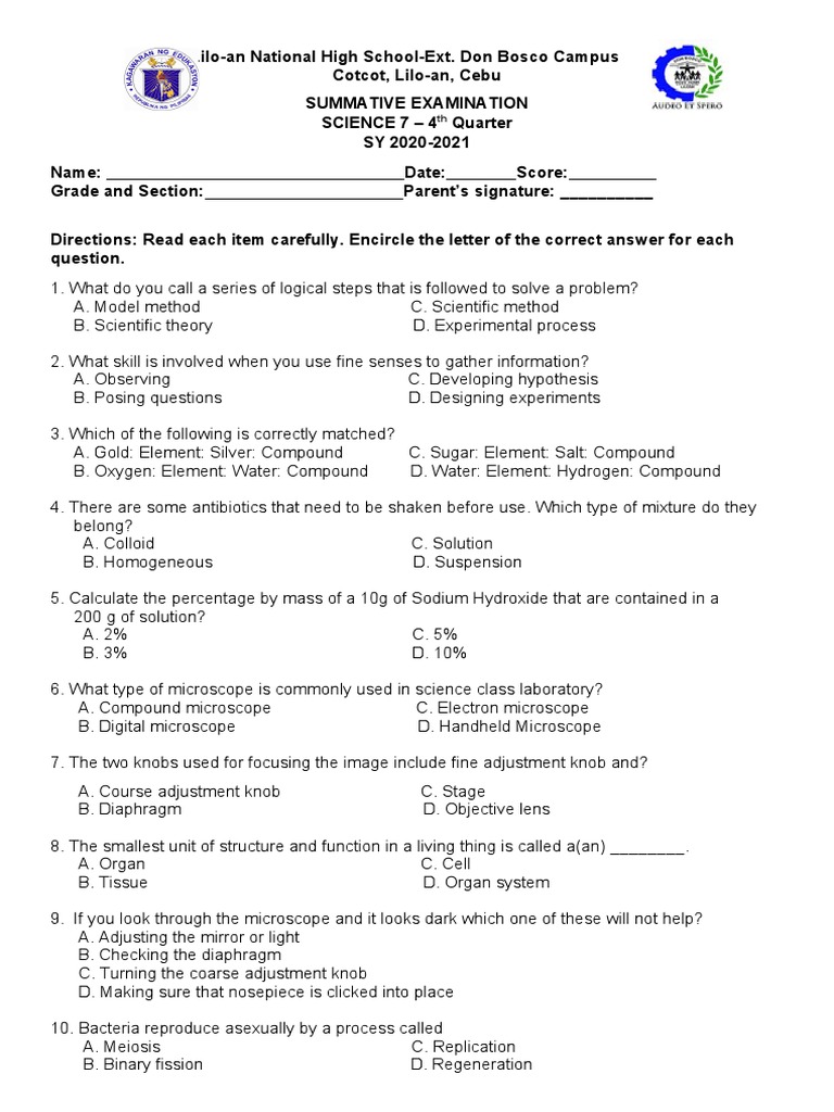 Grade 7 Science 4th Quarter Exam | PDF | Acceleration | Velocity
