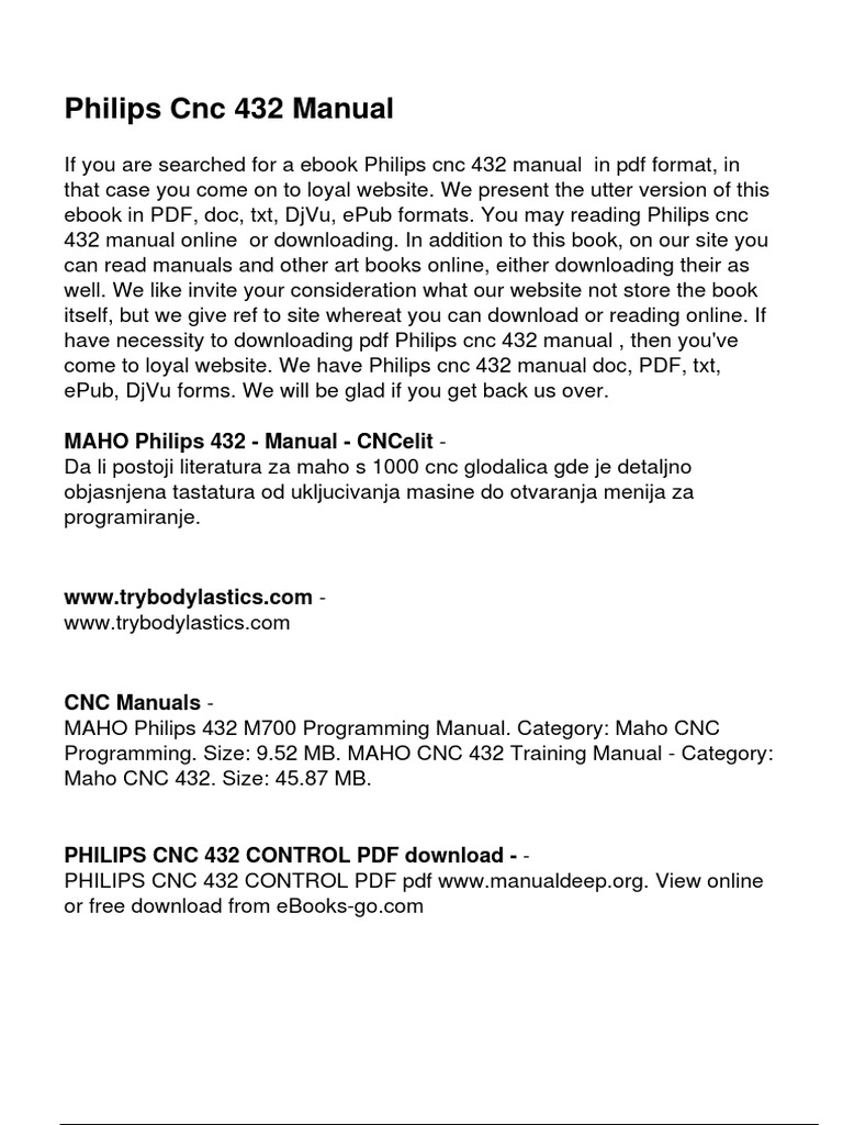 Philips CNC 432 Manual M4moviez | PDF | Numerical Control | Metalworking