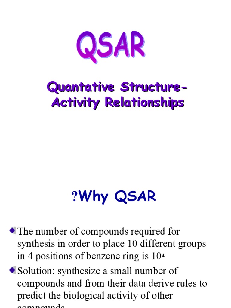 QSAR Techniques for Drug Design | PDF | Quantitative Structure–Activity ...