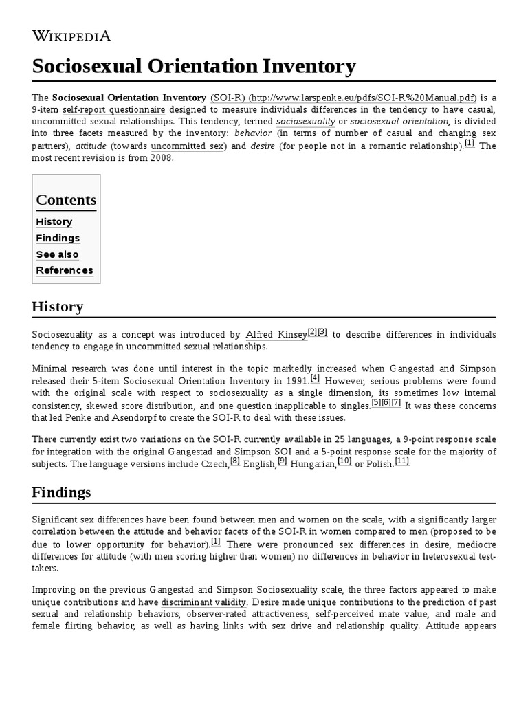Sociosexual Orientation Inventory | PDF | Intimate Relationships ...